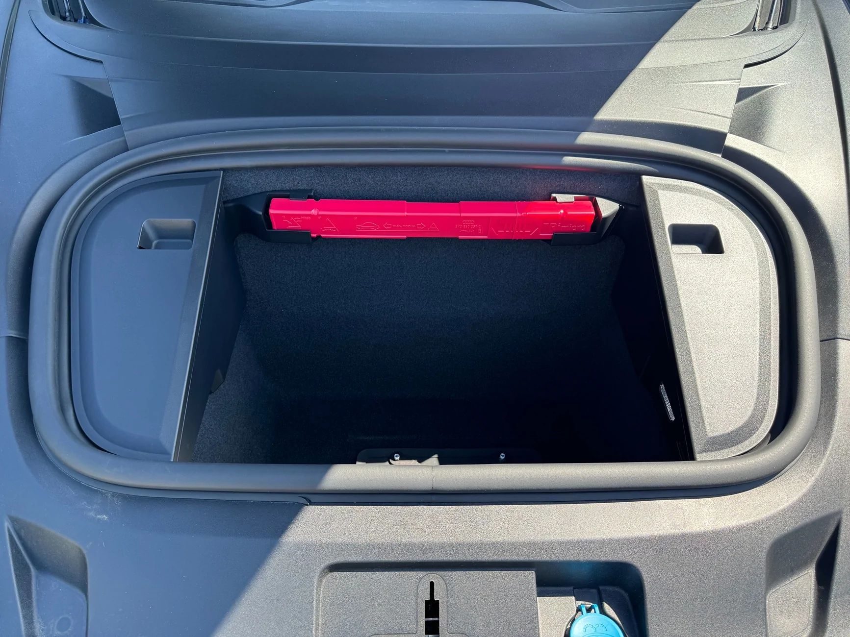 Added Euro warning triangle to frunk | TaycanForum -- Porsche Taycan ...