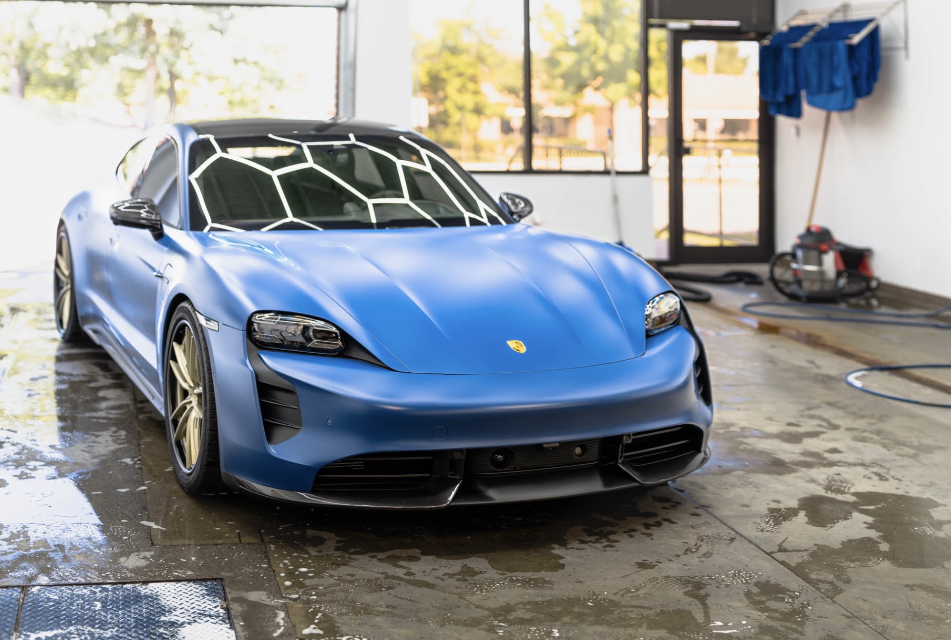 Frosty Ocean God: Neptune Blue Taycan Wrapped With STEK DynoMatte PPF ...